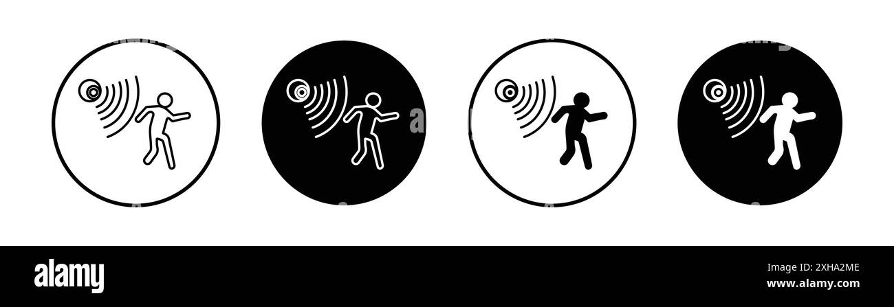 Motion sensor icon Vector symbol or sign set collection in black and ...