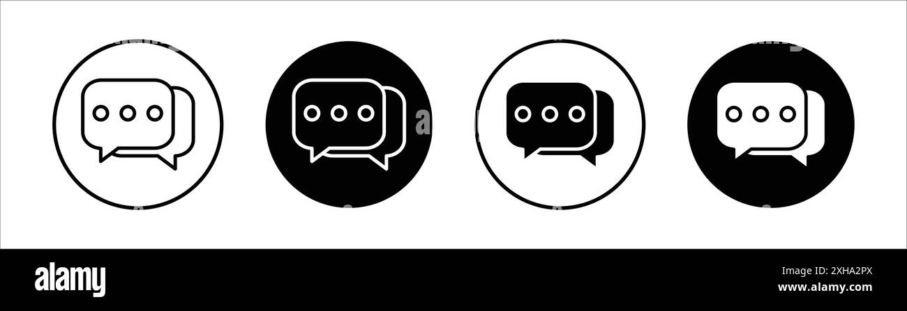 Messaging icon Vector symbol or sign set collection in black and white outline Stock Vector ...