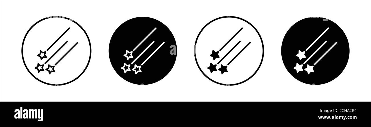 Meteor shower icon Vector symbol or sign set collection in black and ...