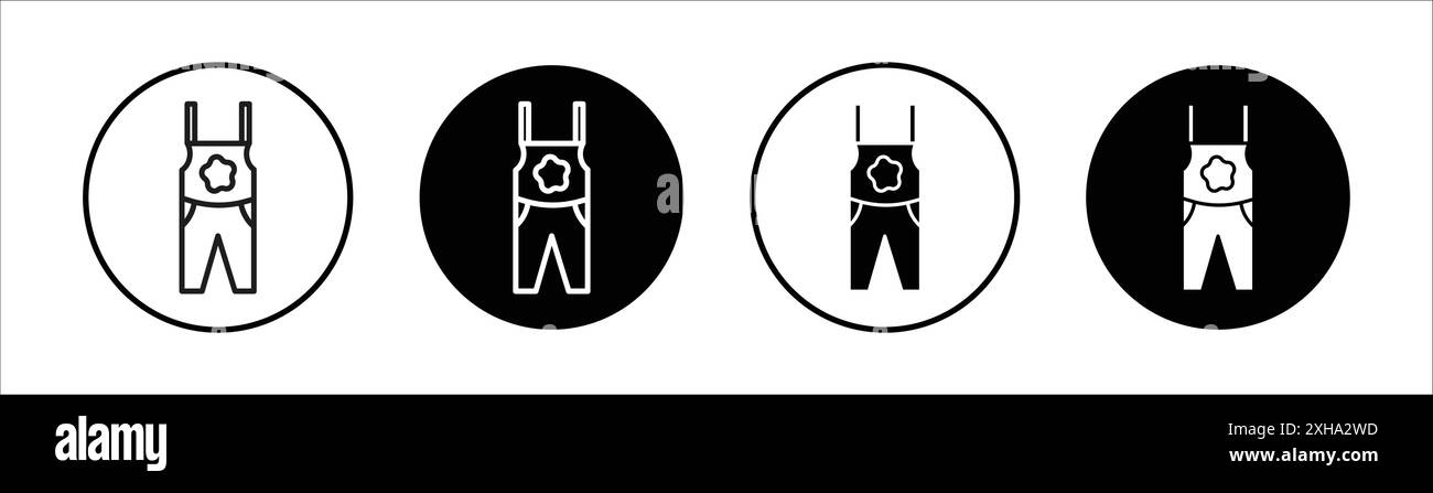 Overall Icon Vector symbol or sign set collection in black and white ...