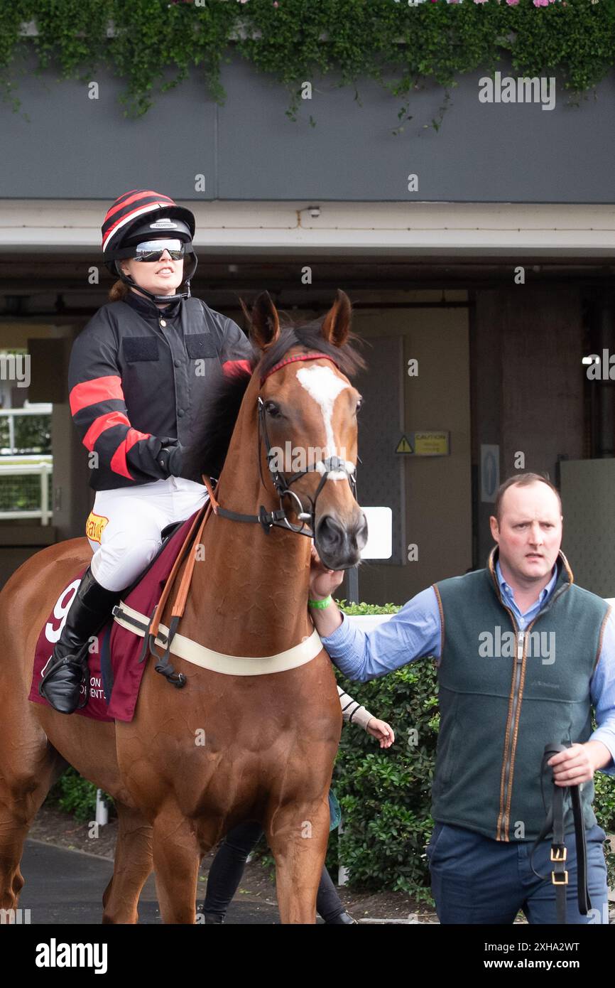 Ascot, Berkshire, UK. 12th July, 2024. Jockey Lucy Anne Johnson riding ...