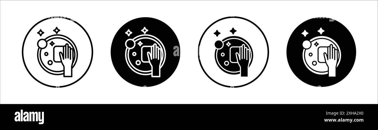 Plate washing icon Vector symbol or sign set collection in black and ...