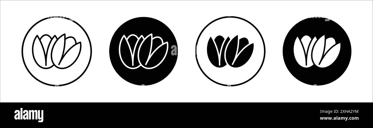 Pistachio icon Vector symbol or sign set collection in black and white ...