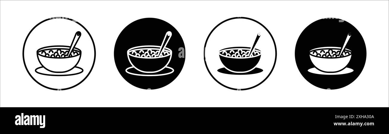 Porridge baby cereal icon Vector symbol or sign set collection in black ...