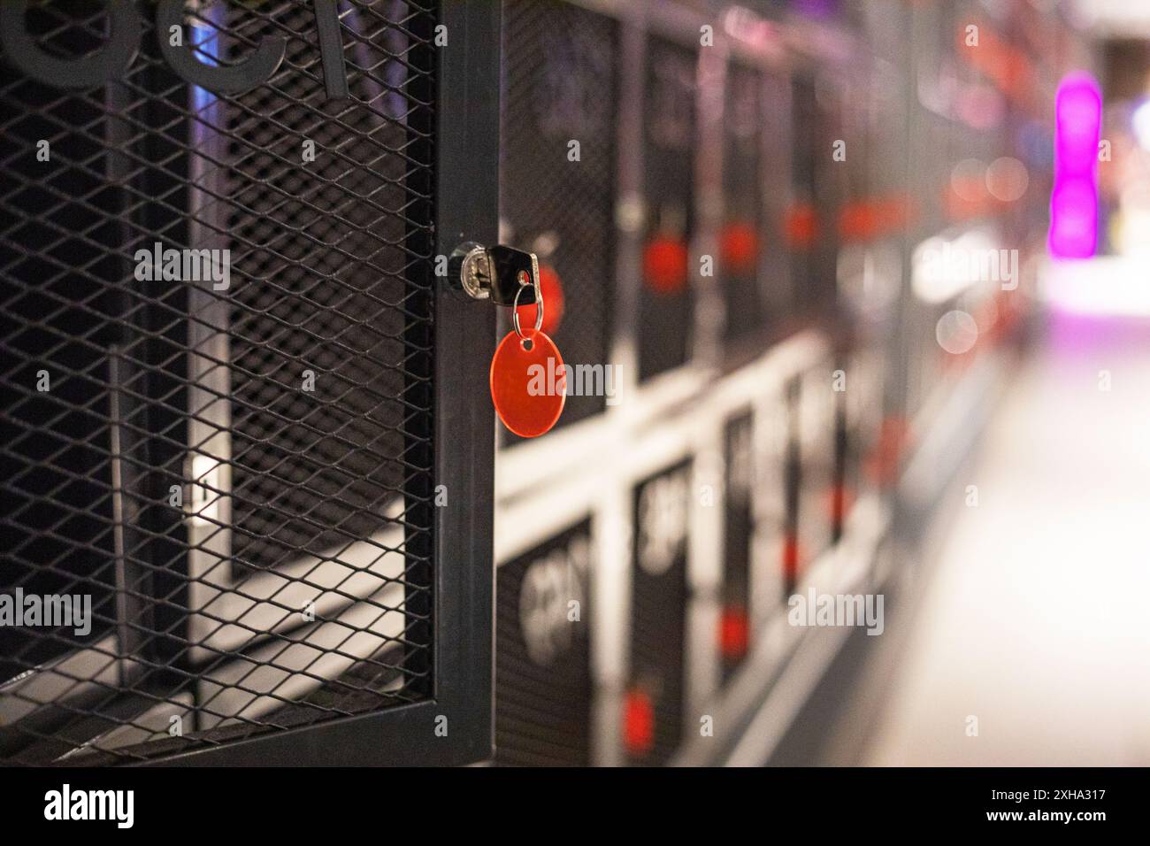 locks with keys in lockers for personal belongings in the cinema hall ...
