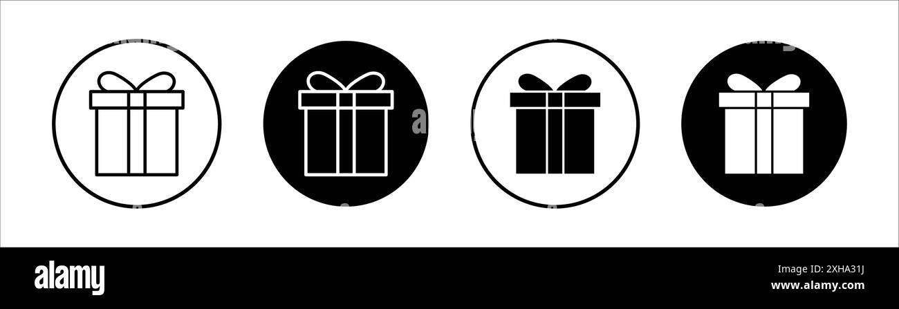 Present gift box icon Vector symbol or sign set collection in black and ...