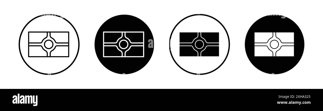 Road junction icon Vector symbol or sign set collection in black and ...