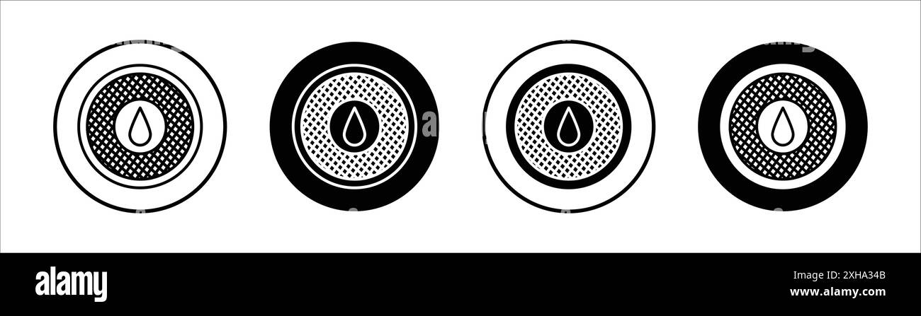 Sewer drain icon Vector symbol or sign set collection in black and ...
