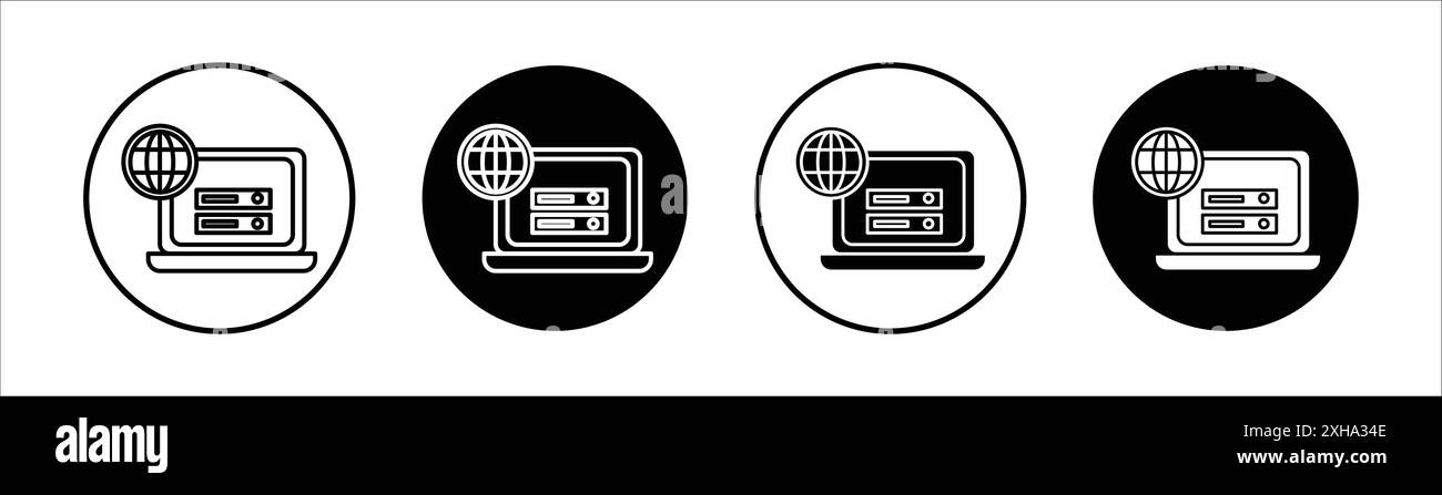 Shared Hosting Icon Vector Symbol Or Sign Set Collection In Black And