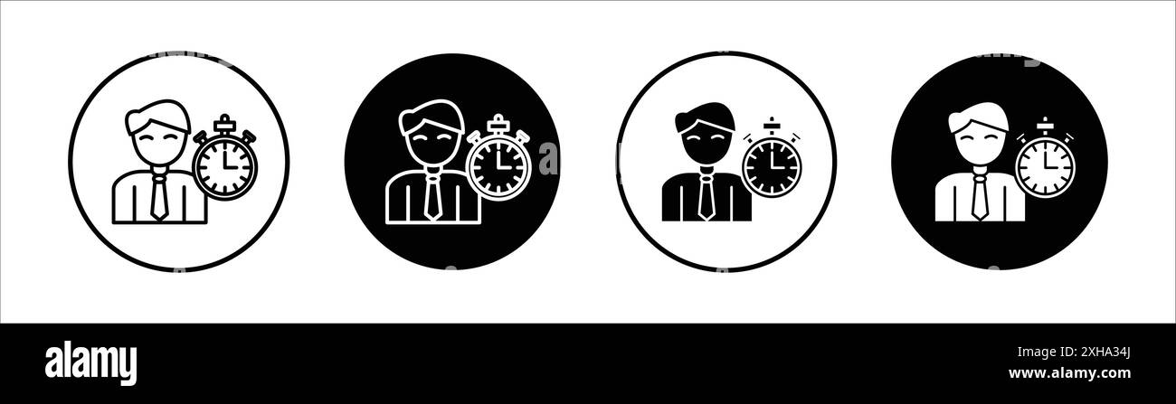 Permanent employee icon Vector symbol or sign set collection in black ...