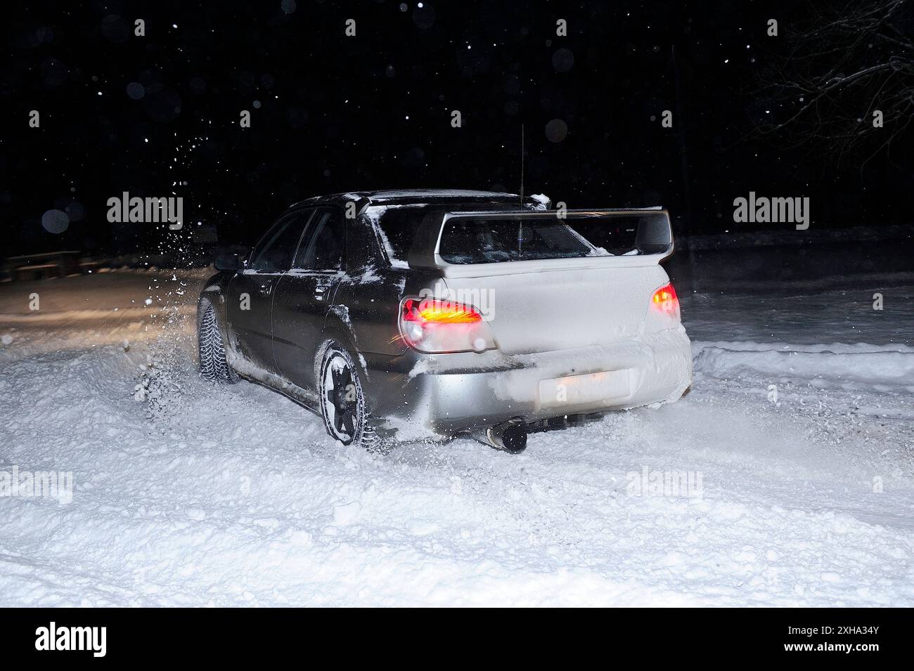 winter racing at night, transport, trip, snow, slippery, driving a car ...