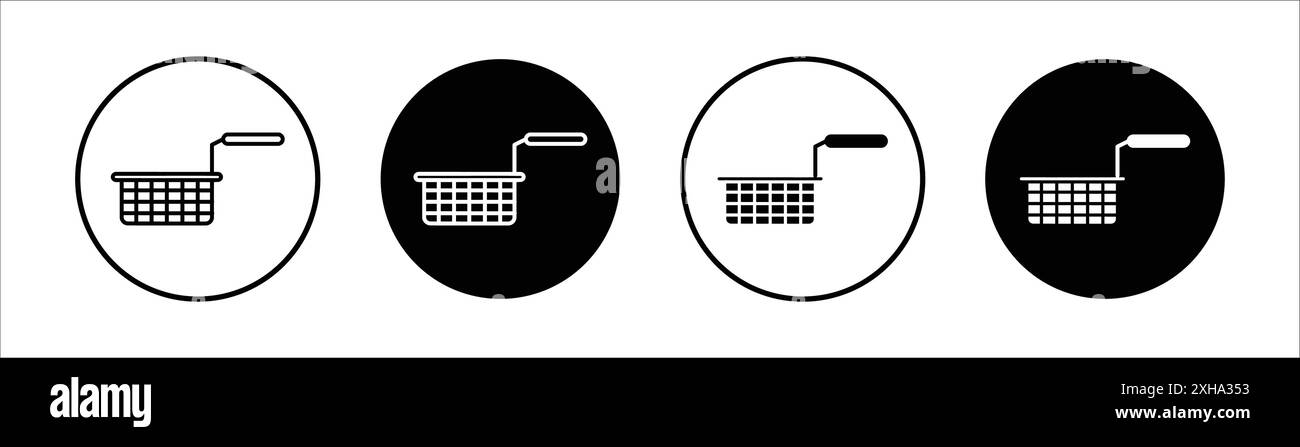 Restaurant deep fryer icon Vector symbol or sign set collection in ...