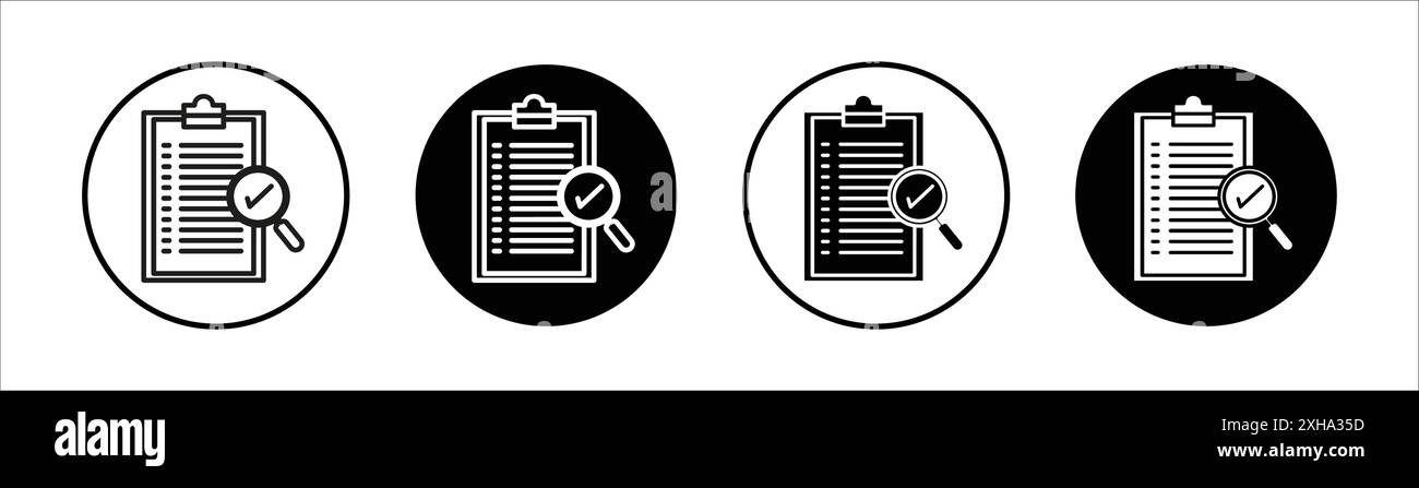 Scrutiny info icon Vector symbol or sign set collection in black and white outline Stock Vector ...
