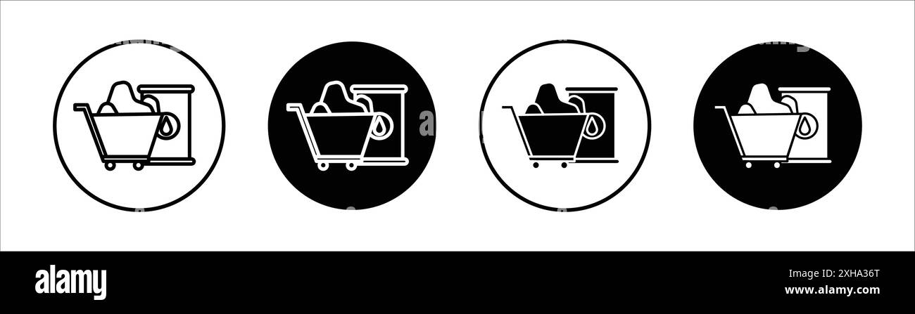 Raw material icon Vector symbol or sign set collection in black and ...