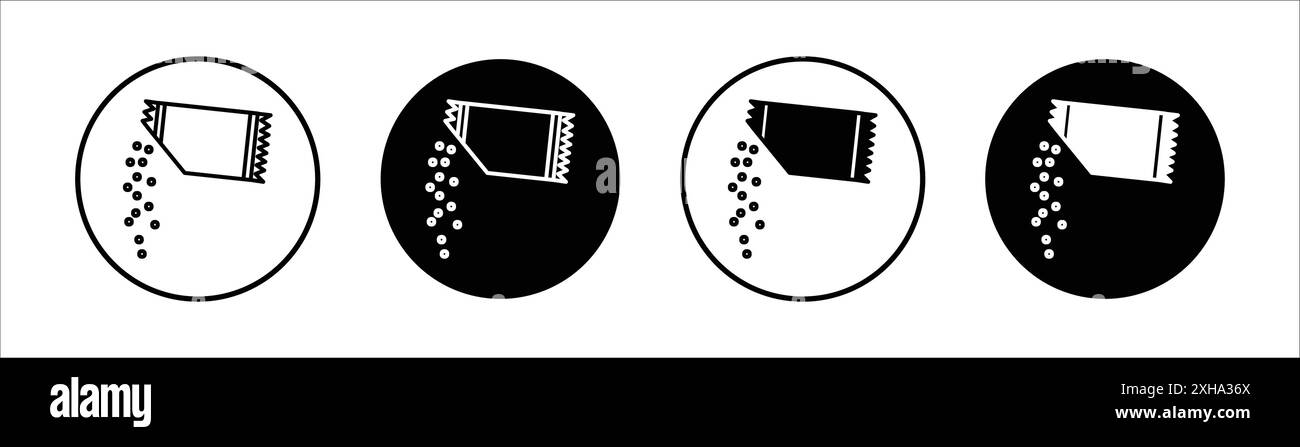 Ripped packet sugar icon Vector symbol or sign set collection in black ...