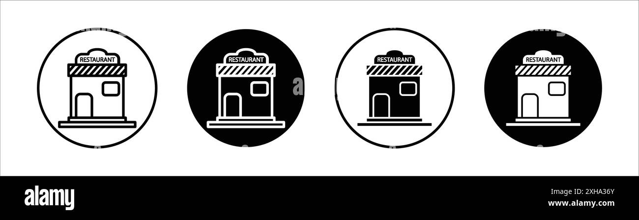 Restaurant icon Vector symbol or sign set collection in black and white ...