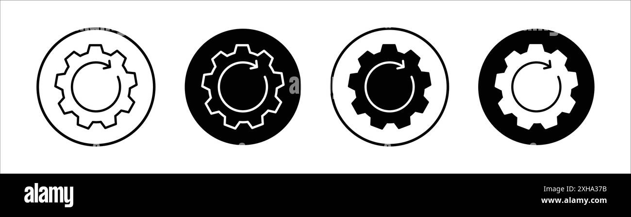 Recovery gear icon Vector symbol or sign set collection in black and ...