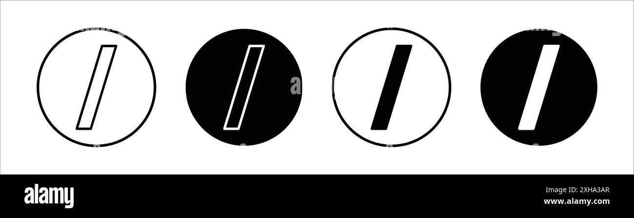 Slash icon Vector symbol or sign set collection in black and white outline Stock Vector Image ...