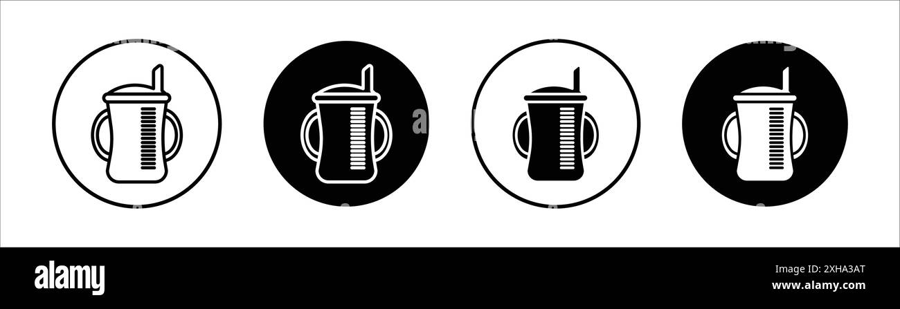 Sippy cup icon Vector symbol or sign set collection in black and white ...
