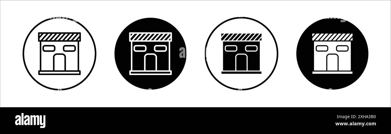 Showroom icon Vector symbol or sign set collection in black and white ...