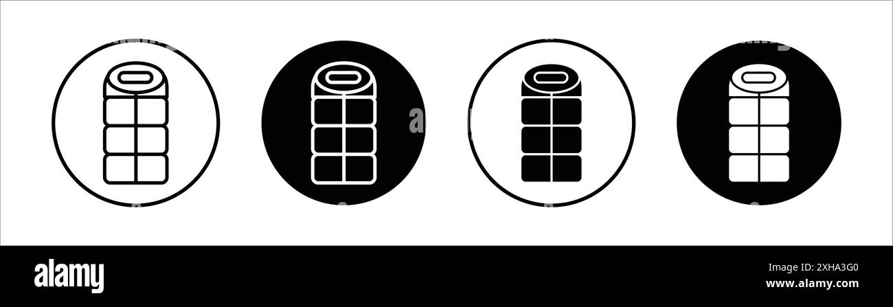 Sleeping bag icon Vector symbol or sign set collection in black and ...