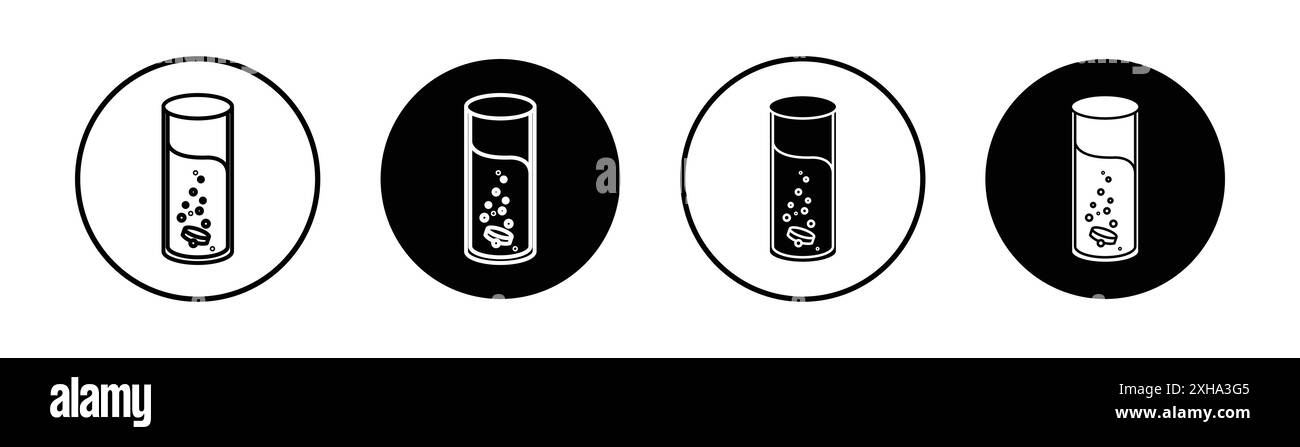 Soluble tablet icon Vector symbol or sign set collection in black and ...