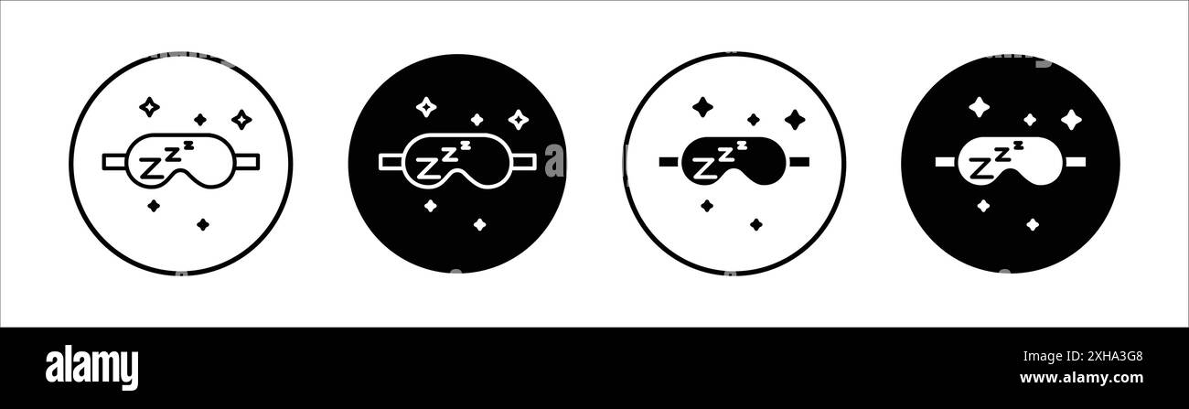 Sleep mask icon Vector symbol or sign set collection in black and white outline Stock Vector ...