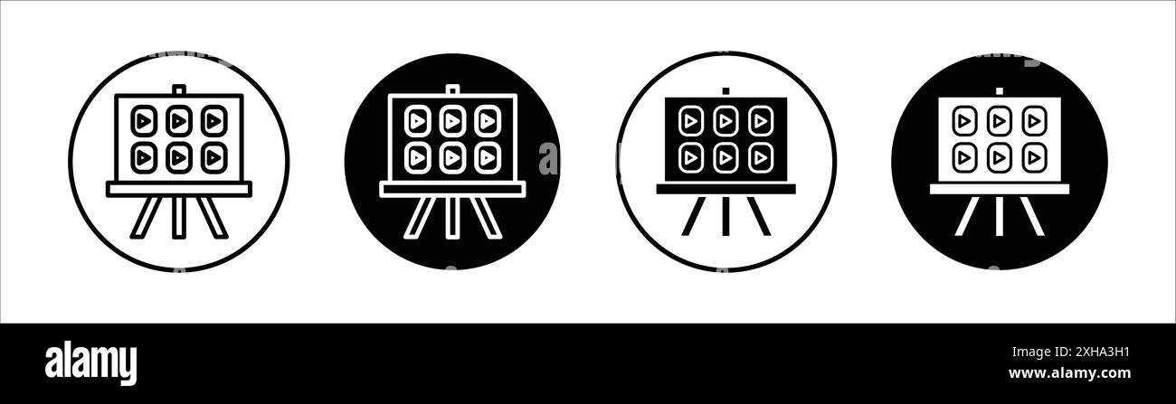 Storyboard icon Vector symbol or sign set collection in black and white ...