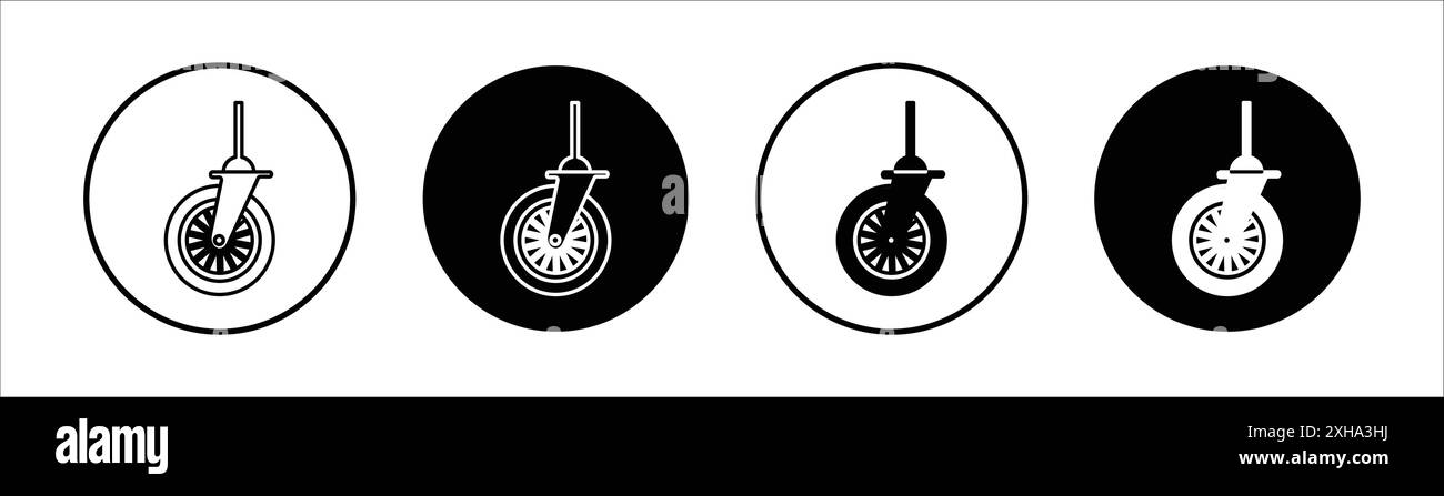 Swivel caster icon Vector symbol or sign set collection in black and ...