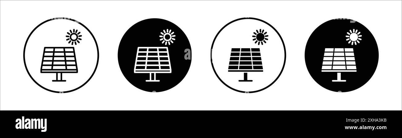 Sun energy icon Vector symbol or sign set collection in black and white ...