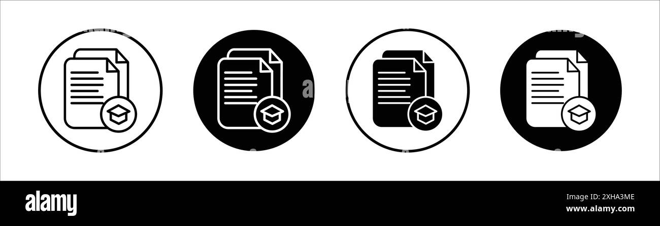 Thesis icon Vector symbol or sign set collection in black and white ...