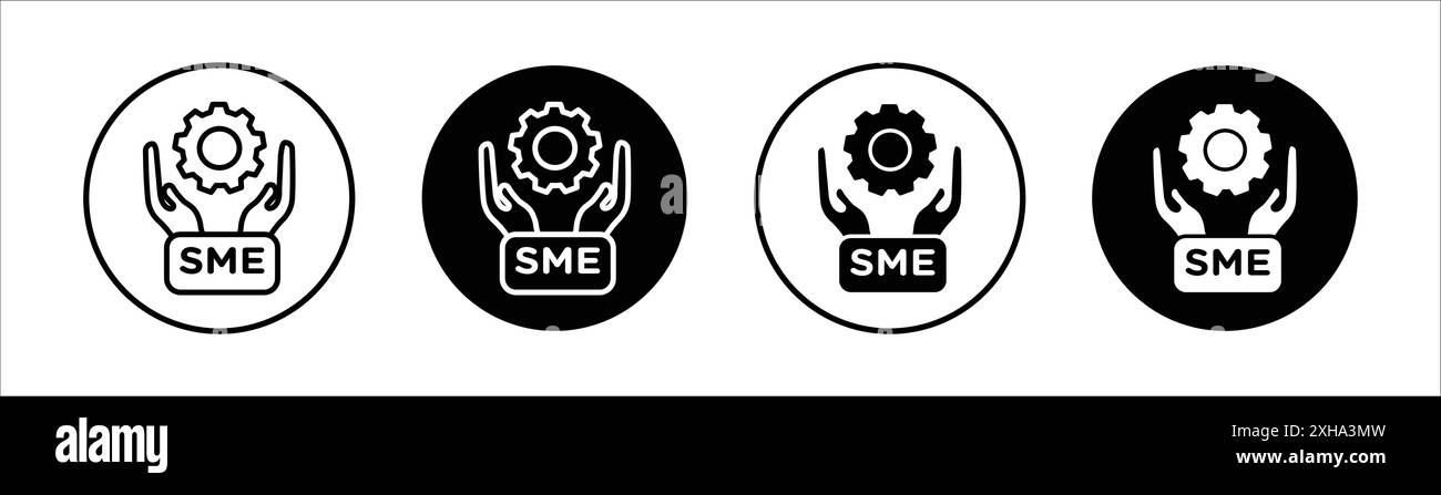 SME icon Vector symbol or sign set collection in black and white ...