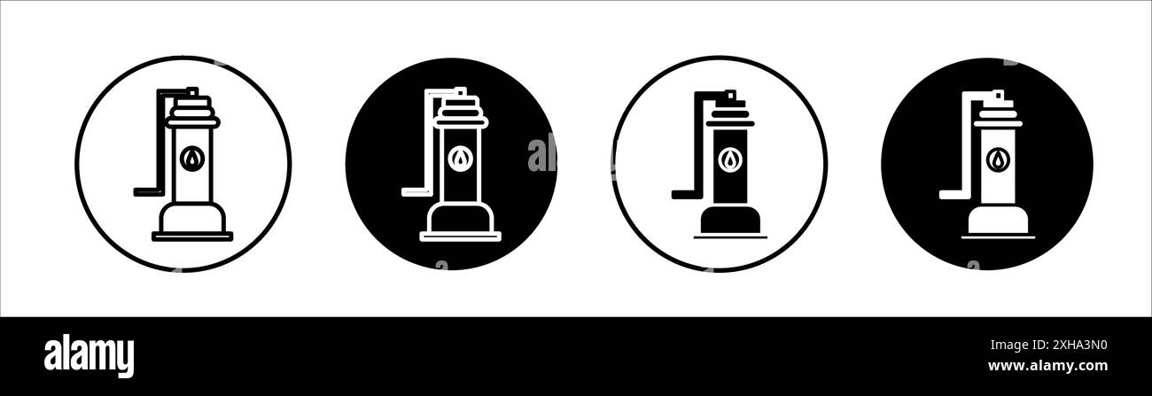 Sump pump icon Vector symbol or sign set collection in black and white ...