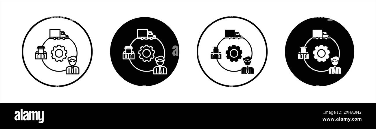 Supply chain icon Vector symbol or sign set collection in black and ...
