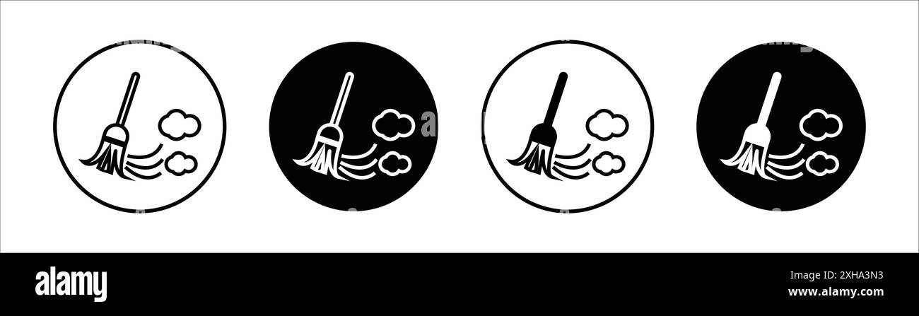 Sweeping icon Vector symbol or sign set collection in black and white ...