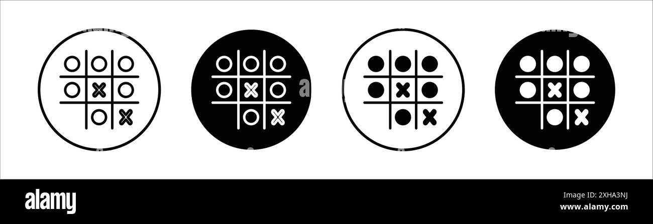 Tic tac toe icon Vector symbol or sign set collection in black and ...