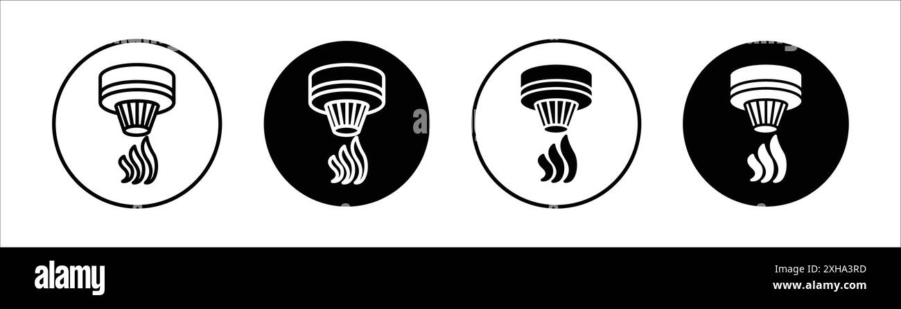 Smoke detector icon Vector symbol or sign set collection in black and ...