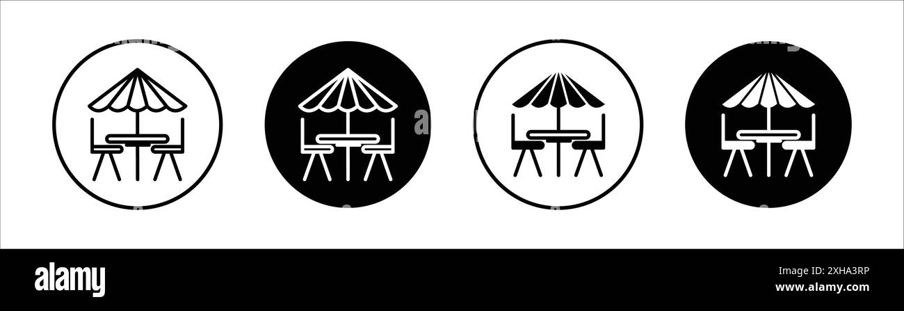 Terrace cafe icon Vector symbol or sign set collection in black and ...