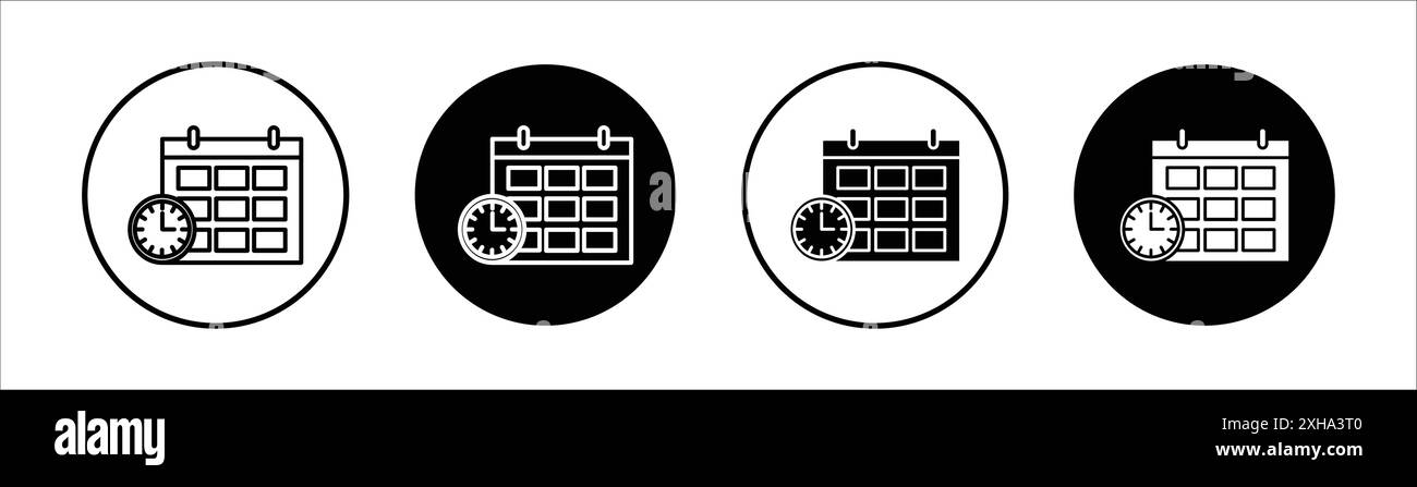 Time Frame Concept Icon Vector Symbol Or Sign Set Collection In Black And White Outline Stock