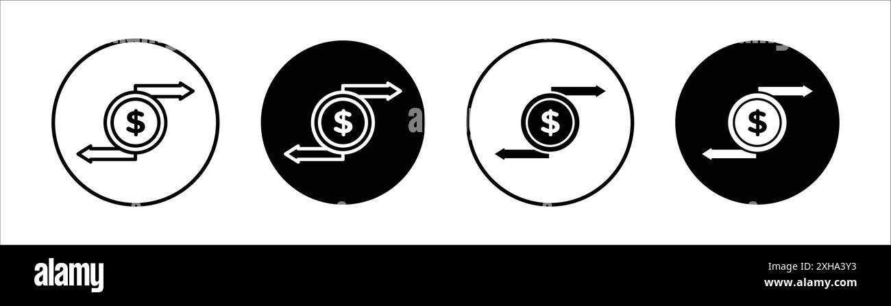 Turnover icon Vector symbol or sign set collection in black and white ...