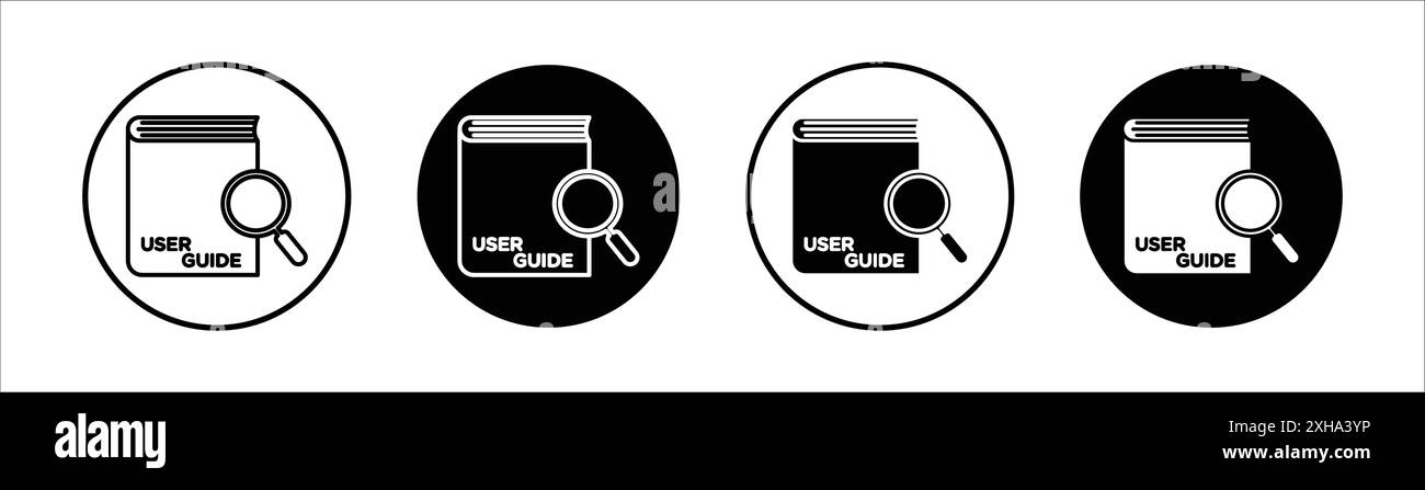User guide book icon Vector symbol or sign set collection in black and ...
