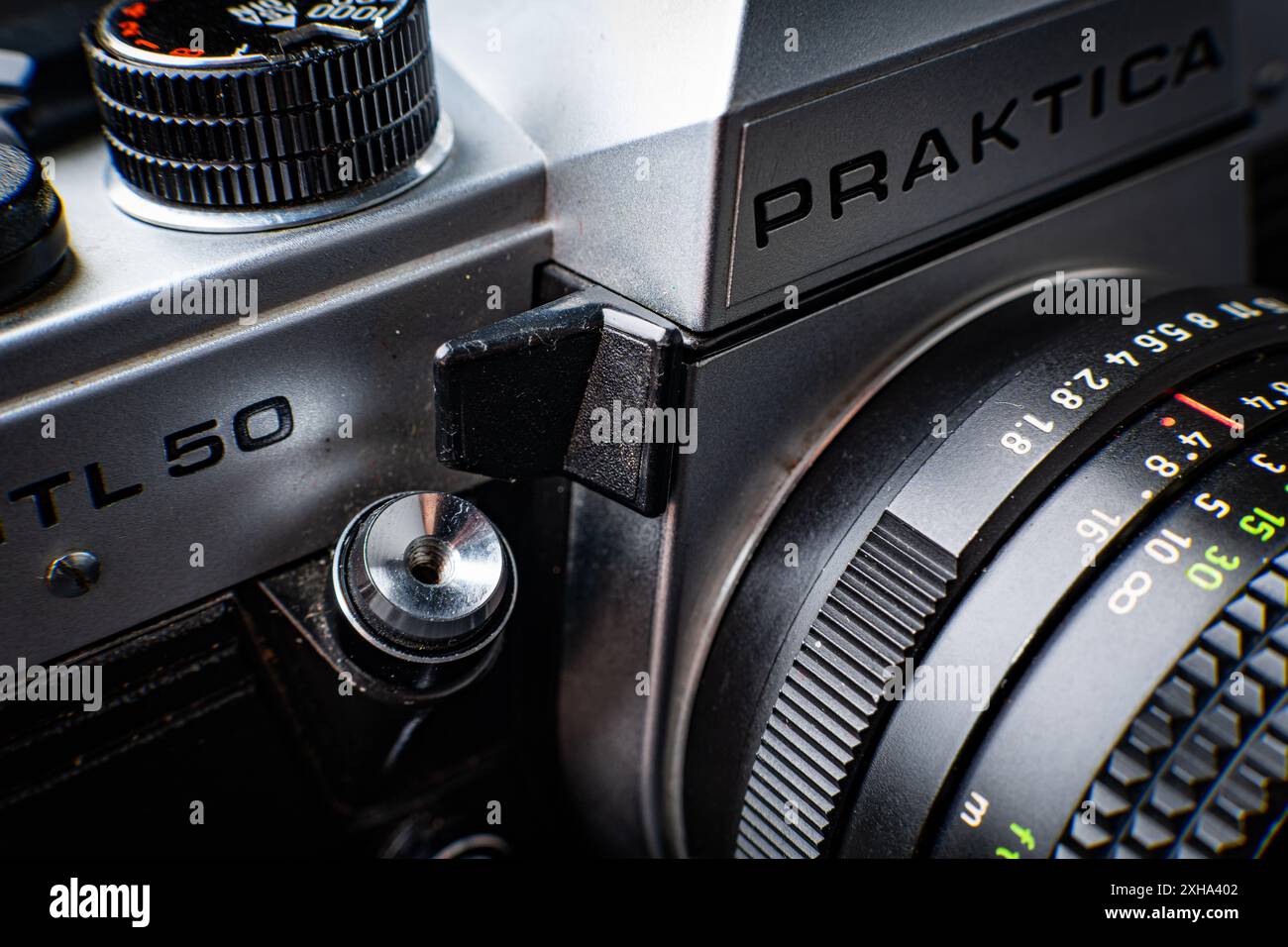 Walbrzych, poland - 12 July 2024: Close-Up View of a Vintage Praktica ...