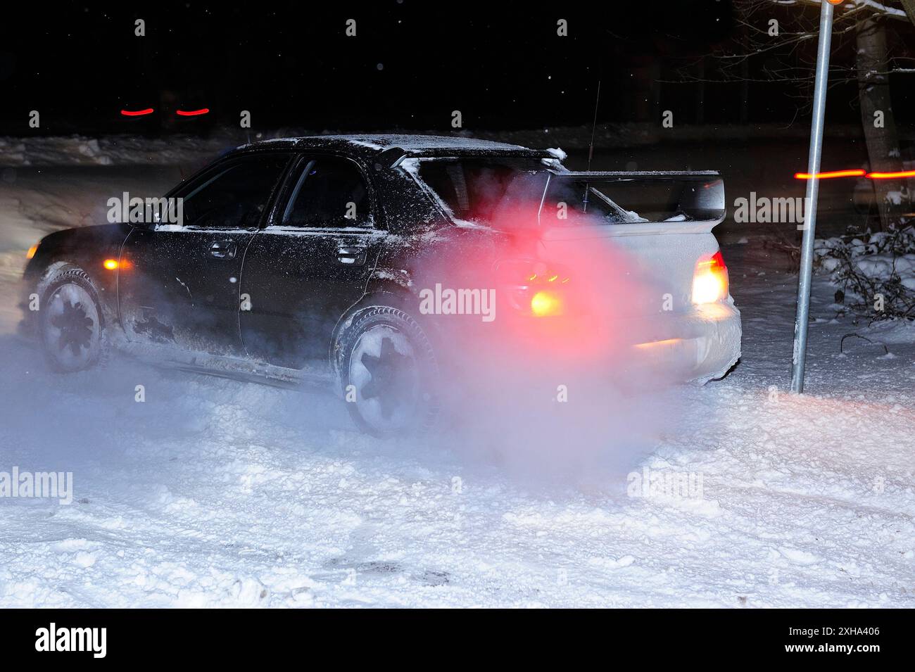 winter racing at night, transport, trip, snow, slippery, driving a car ...