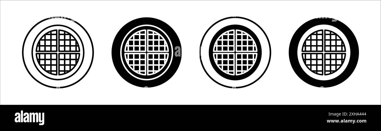 Waffle icon Vector symbol or sign set collection in black and white ...