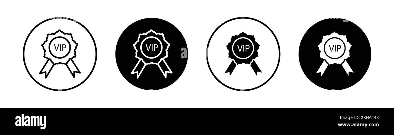 VIP icon Vector symbol or sign set collection in black and white ...