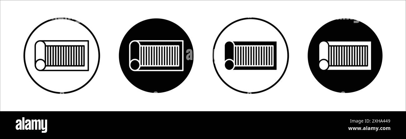 Yoga mat icon Vector symbol or sign set collection in black and white ...