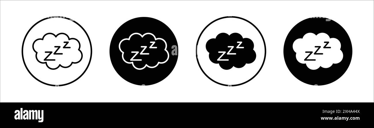 Zzz icon Vector symbol or sign set collection in black and white ...