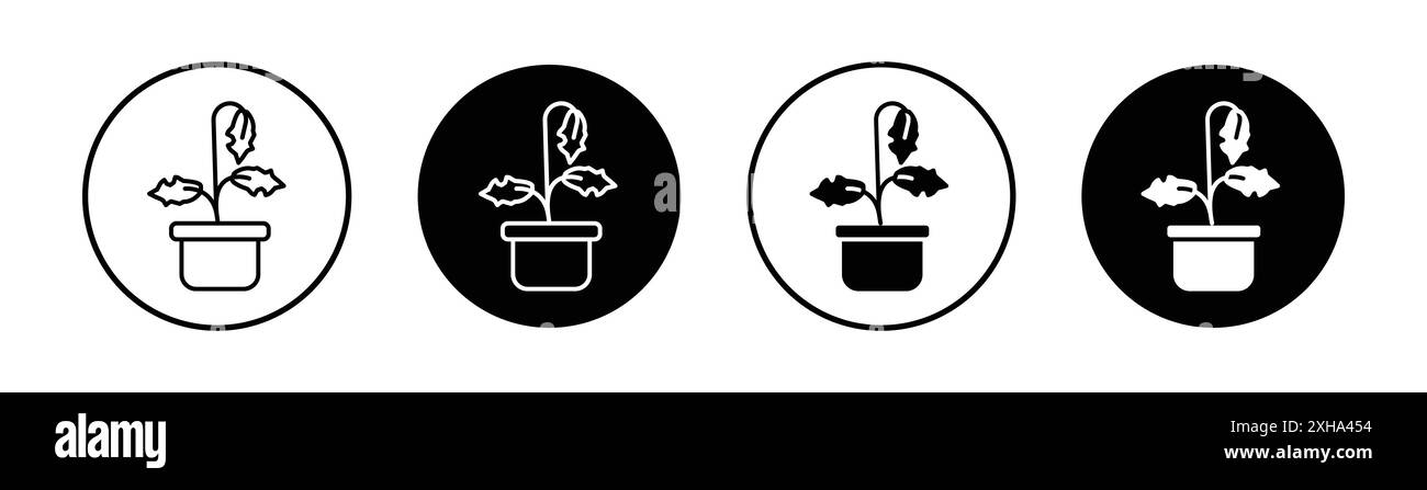 Withered plant icon Vector symbol or sign set collection in black and ...