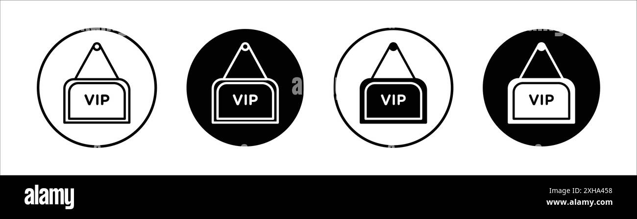 VIP neck tag icon Vector symbol or sign set collection in black and ...