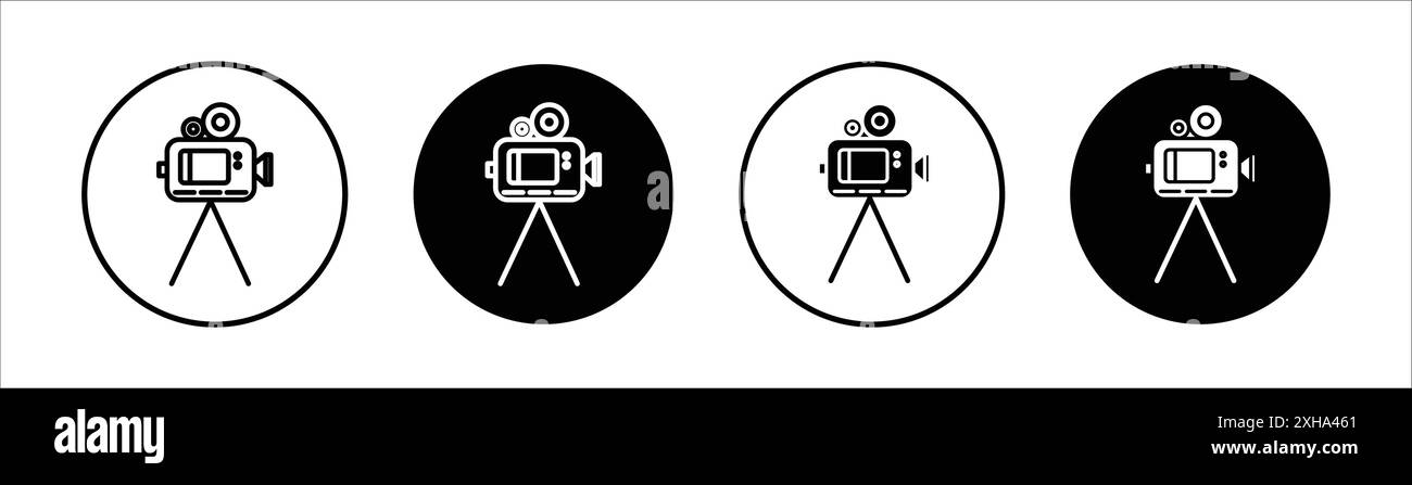 Video camera icon Vector symbol or sign set collection in black and ...